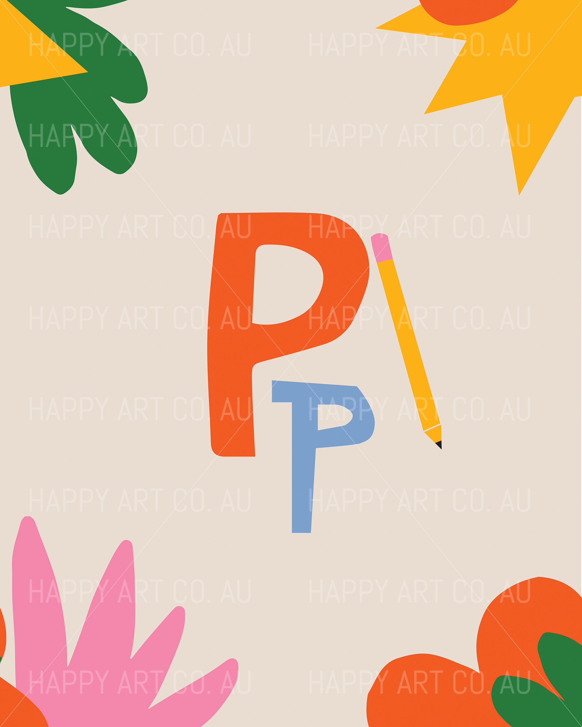 Letter P Pencil Nursery Print Kids Bedroom Wall Art Nursery Wall Art ...