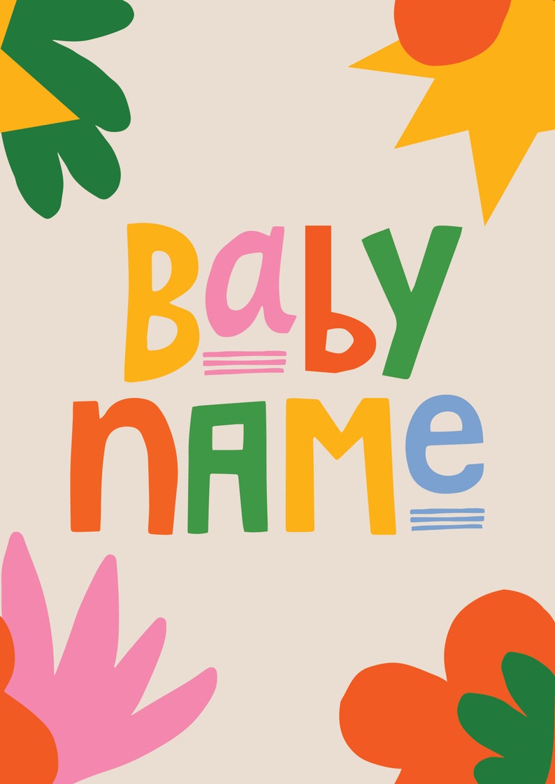 Custom Name Print | Colorful Typography Nursery Decor (digital Download ...