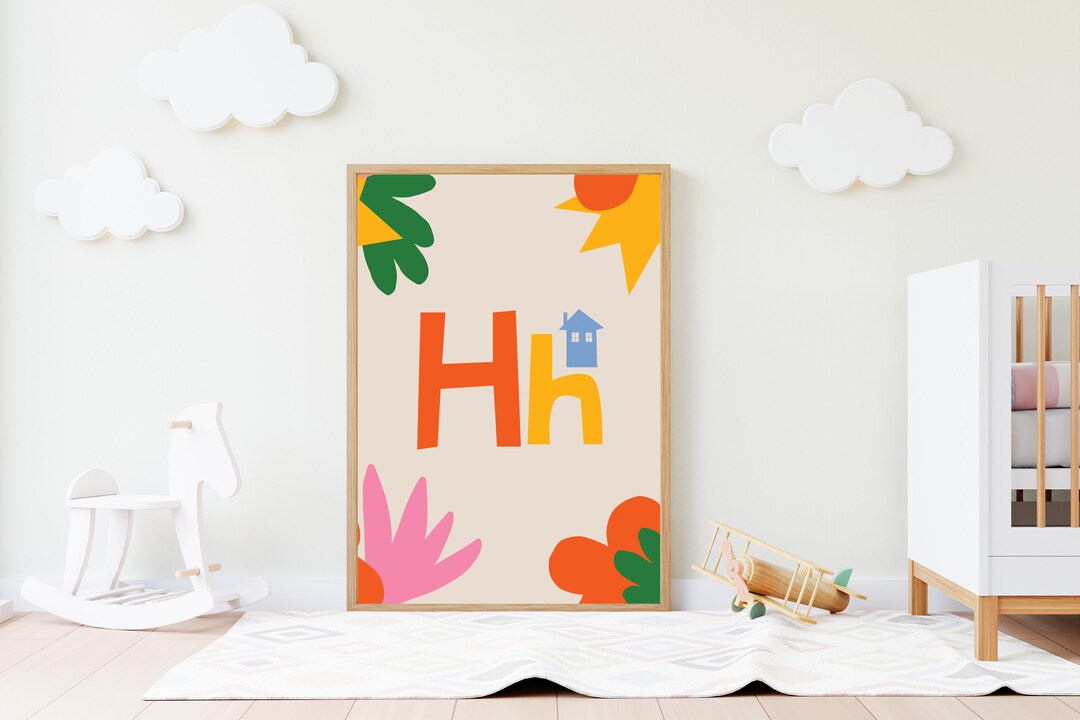 Letter H House Nursery Print • Kids Bedroom Wall Art • Nursery Wall Art ...