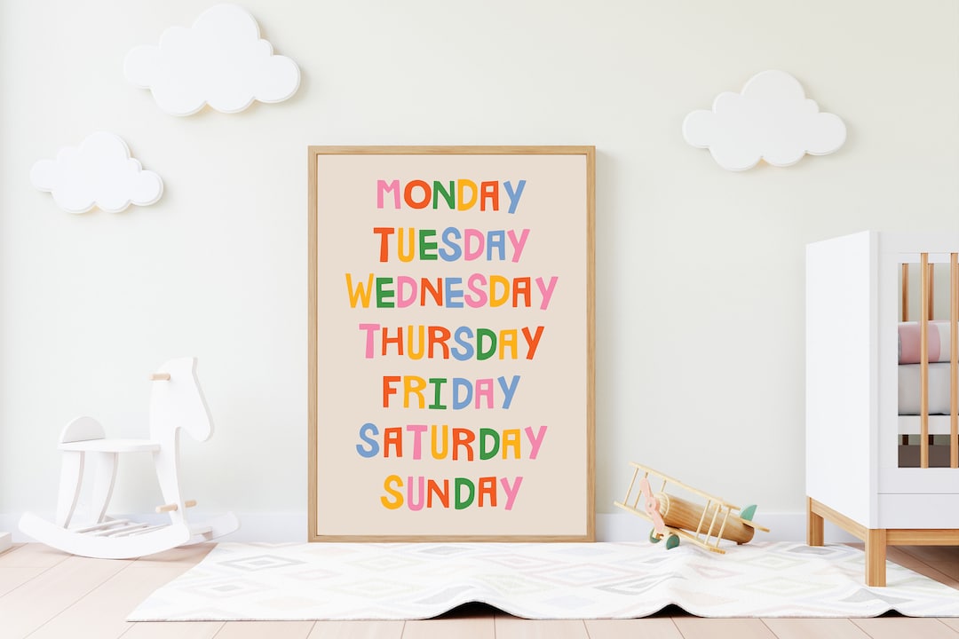 Rainbow Days of the Week Print: Educational Nursery Decor (digital ...