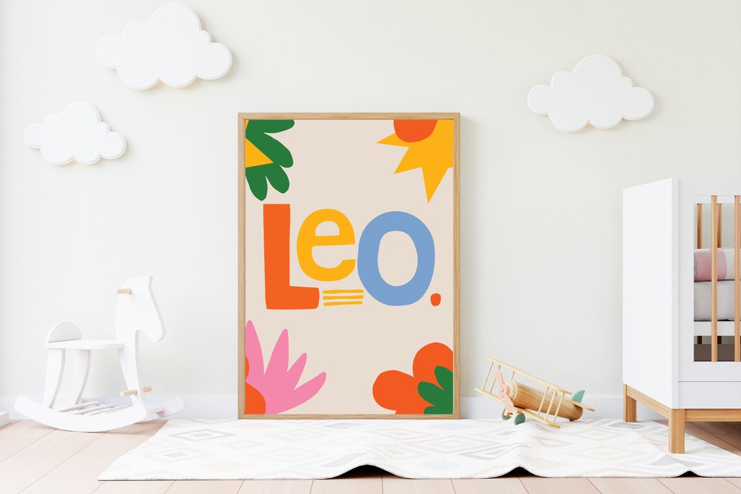 Leo Name Nursery Print • Kids Bedroom Wall Art • Nursery Wall Art ...