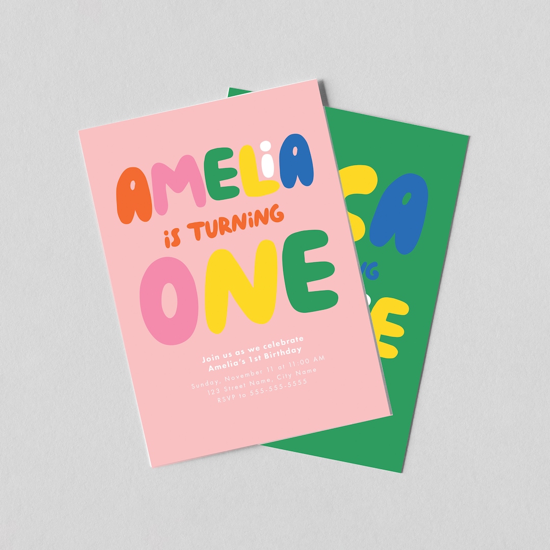 Custom Kids Birthday Invitation: Colorful Party Design (digital ...