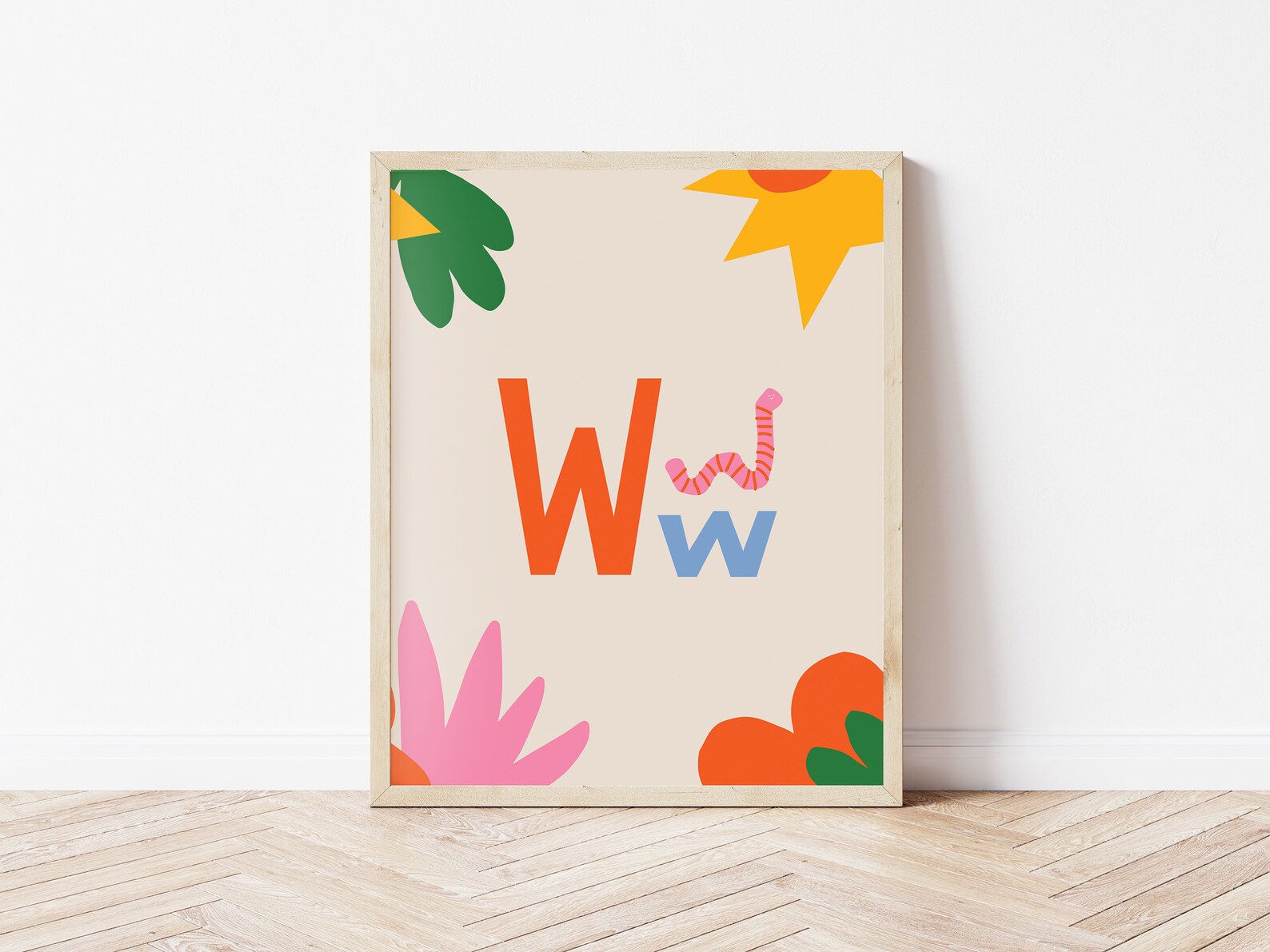 Letter W Worm Print: Colorful Kids Nursery Wall Art (digital Download ...
