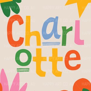 Charlotte Name Nursery Print • Kids Bedroom Wall Art • Nursery Wall Art ...