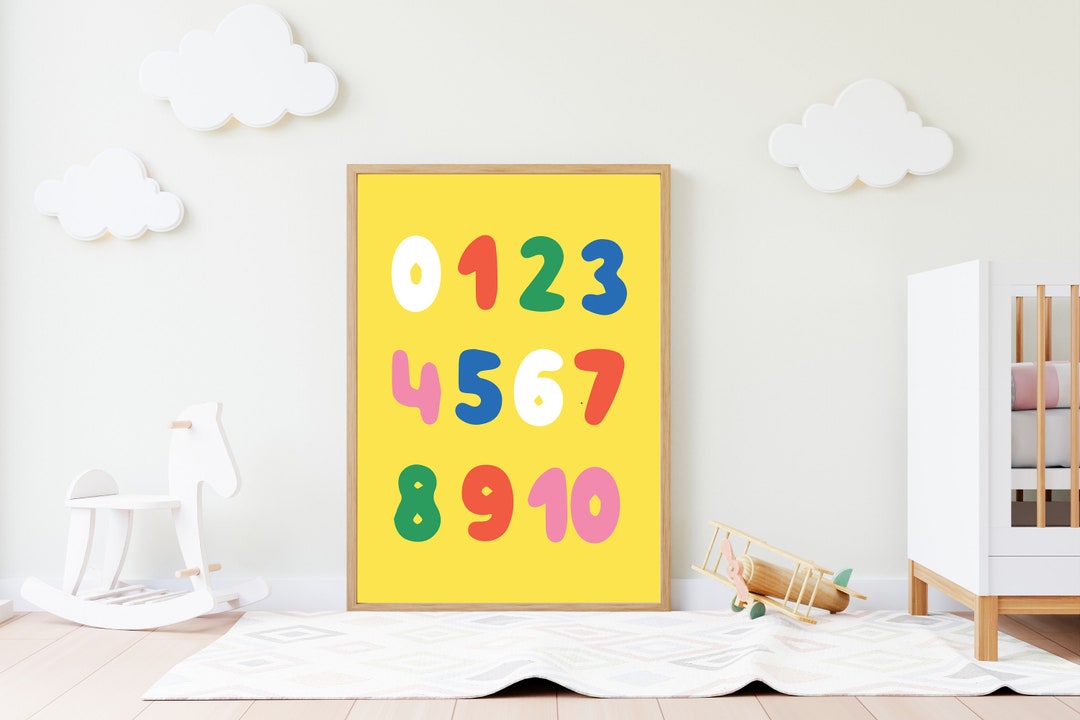 Numbers Poster • Yellow Counting 0-10 Printable • Educational Wall Art ...