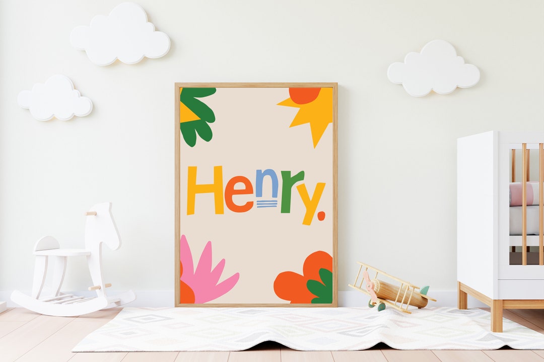Henry Name Nursery Print • Kids Bedroom Wall Art • Nursery Wall Art ...
