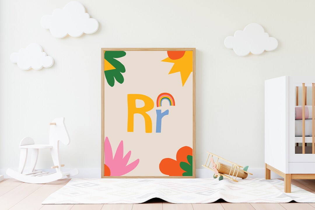 Letter R Rainbow Nursery Print • Kids Bedroom Wall Art • Nursery Wall ...