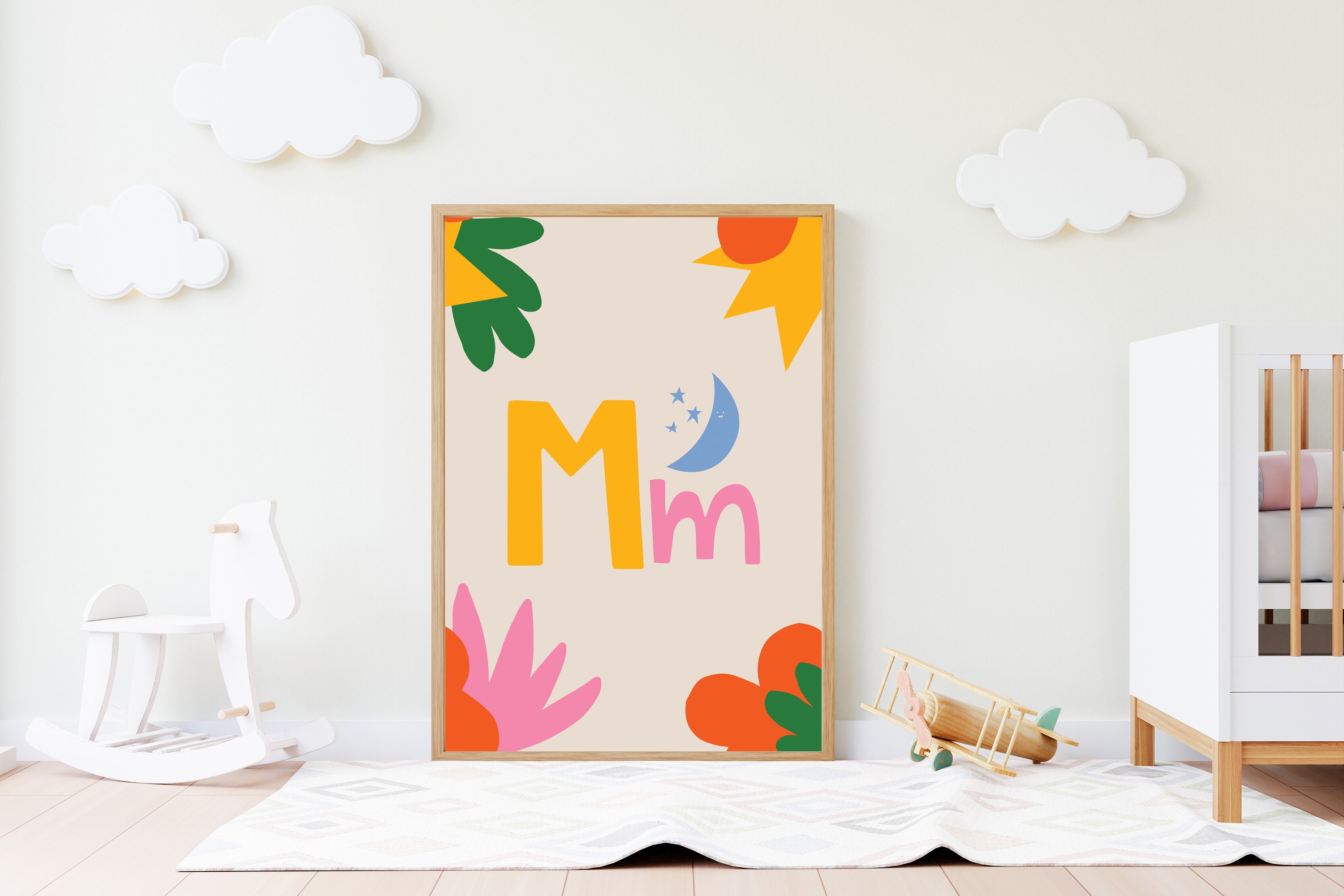 Letter M Moon Nursery Print Kids Bedroom Wall Art Nursery Wall Art ...