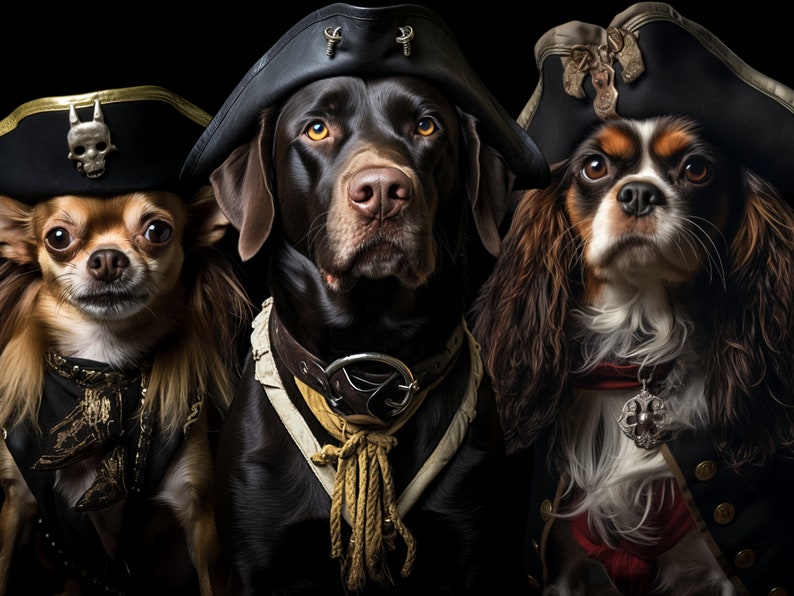 Pirate Dog Clipart Bundle, Watercolor Art, Human Animal PNG, Digital ...