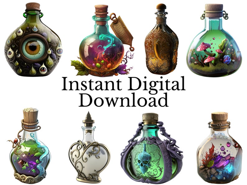 Potion Clipart Bundle Watercolor PNG RPG Item Art - Etsy