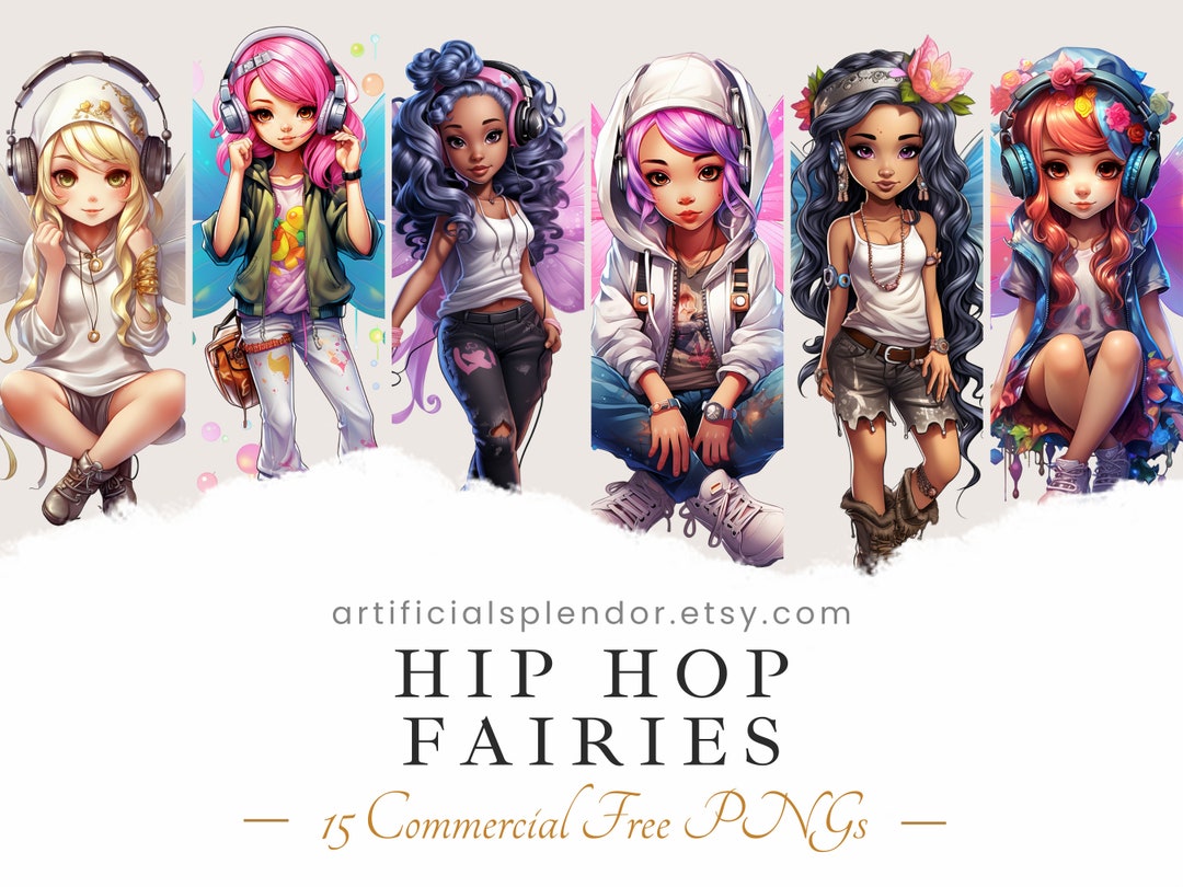 Hip Hop Fairy Clipart Bundle, Digital Rapper Girl, Butterfly Fairy ...