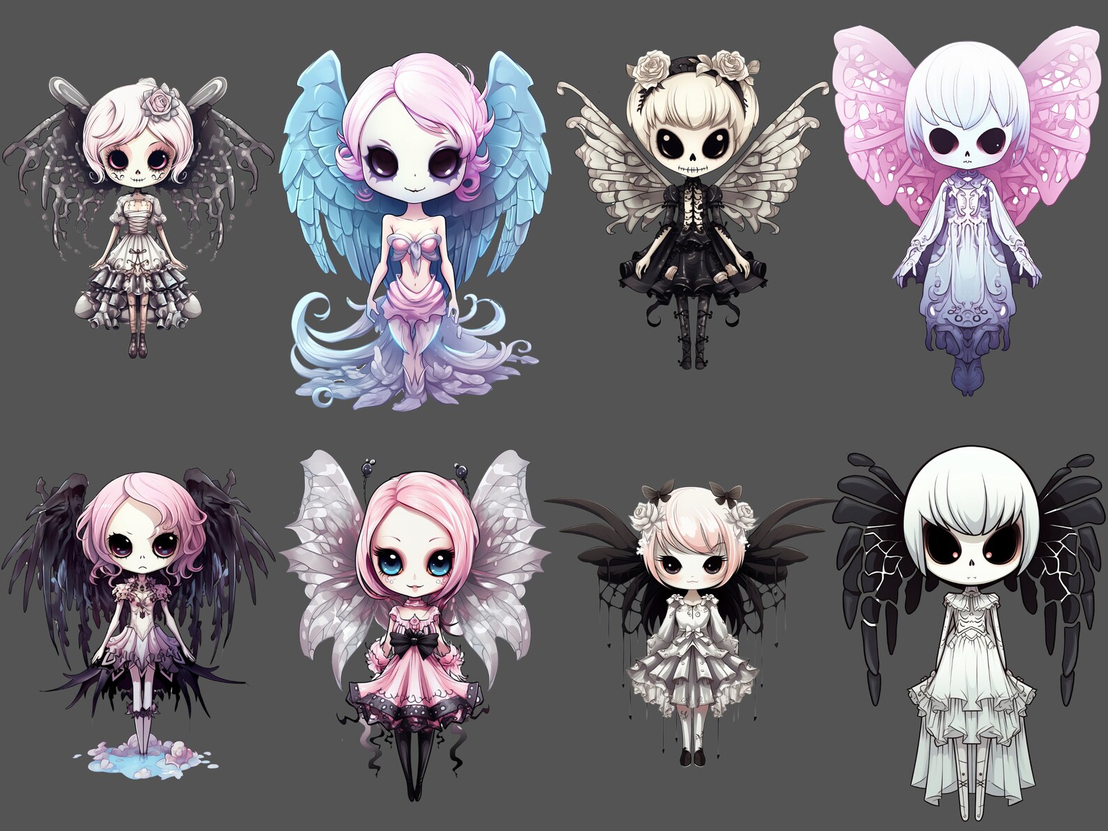 Undead Fairy Clipart Bundle, Digital Zombie Goth Girl, Halloween ...