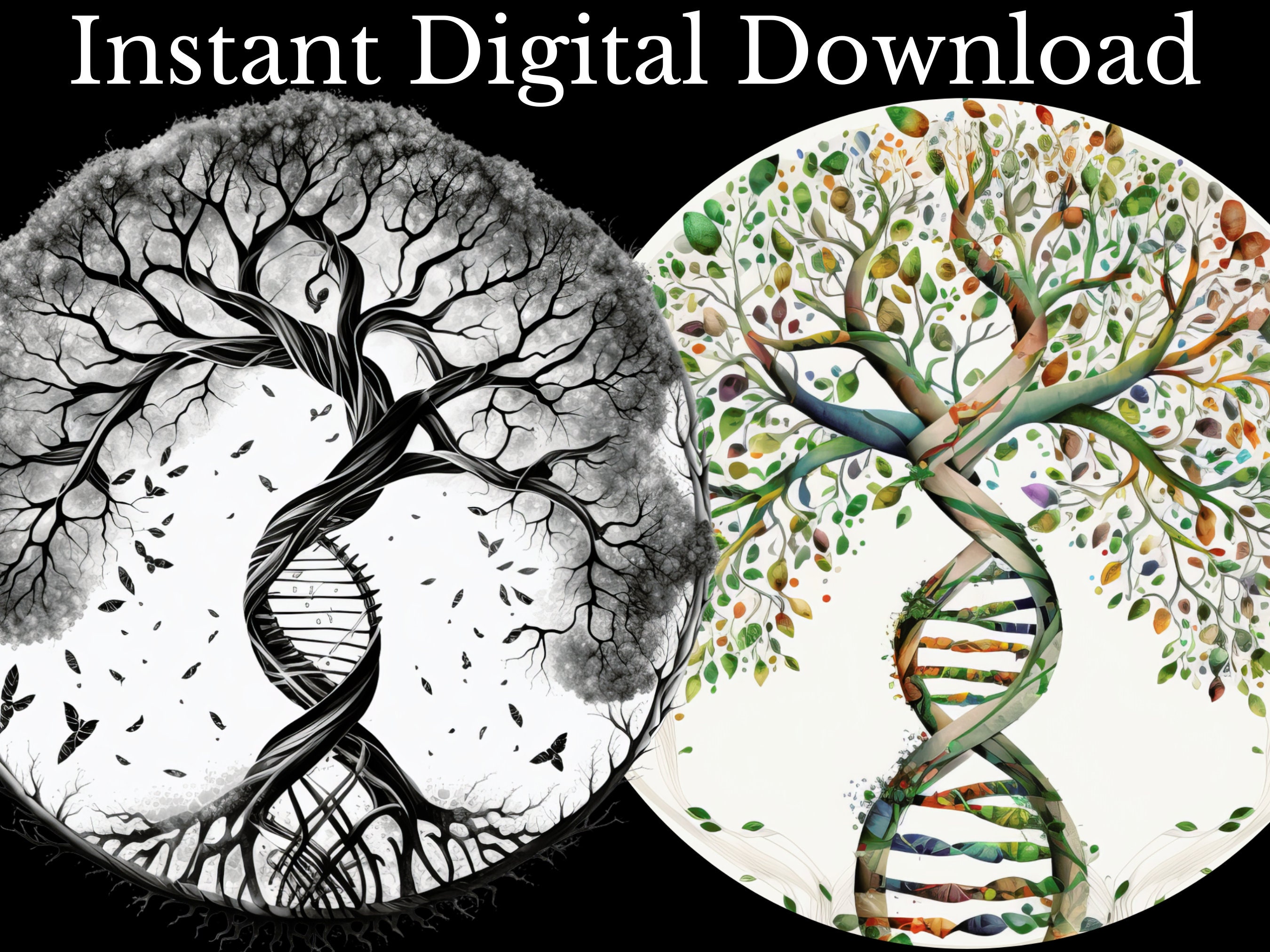 Tree of Life DNA Style Clipart Bundle, Watercolor PNG, DNA Helix ...