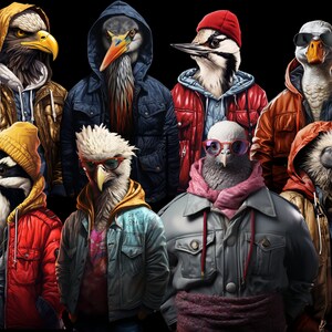 Hip Hop Bird Clipart Bundle, Rapper Cardinal Art, Human Animal PNG ...