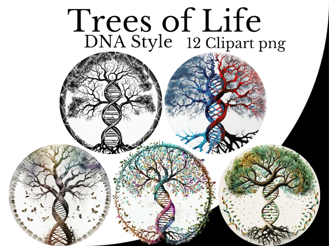 Tree of Life (DNA Style) Clipart Bundle, Watercolor PNG, DNA Helix ...