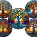 Tree of Life Stained Glass Style Clipart Bundle, Watercolor PNG, Tree ...