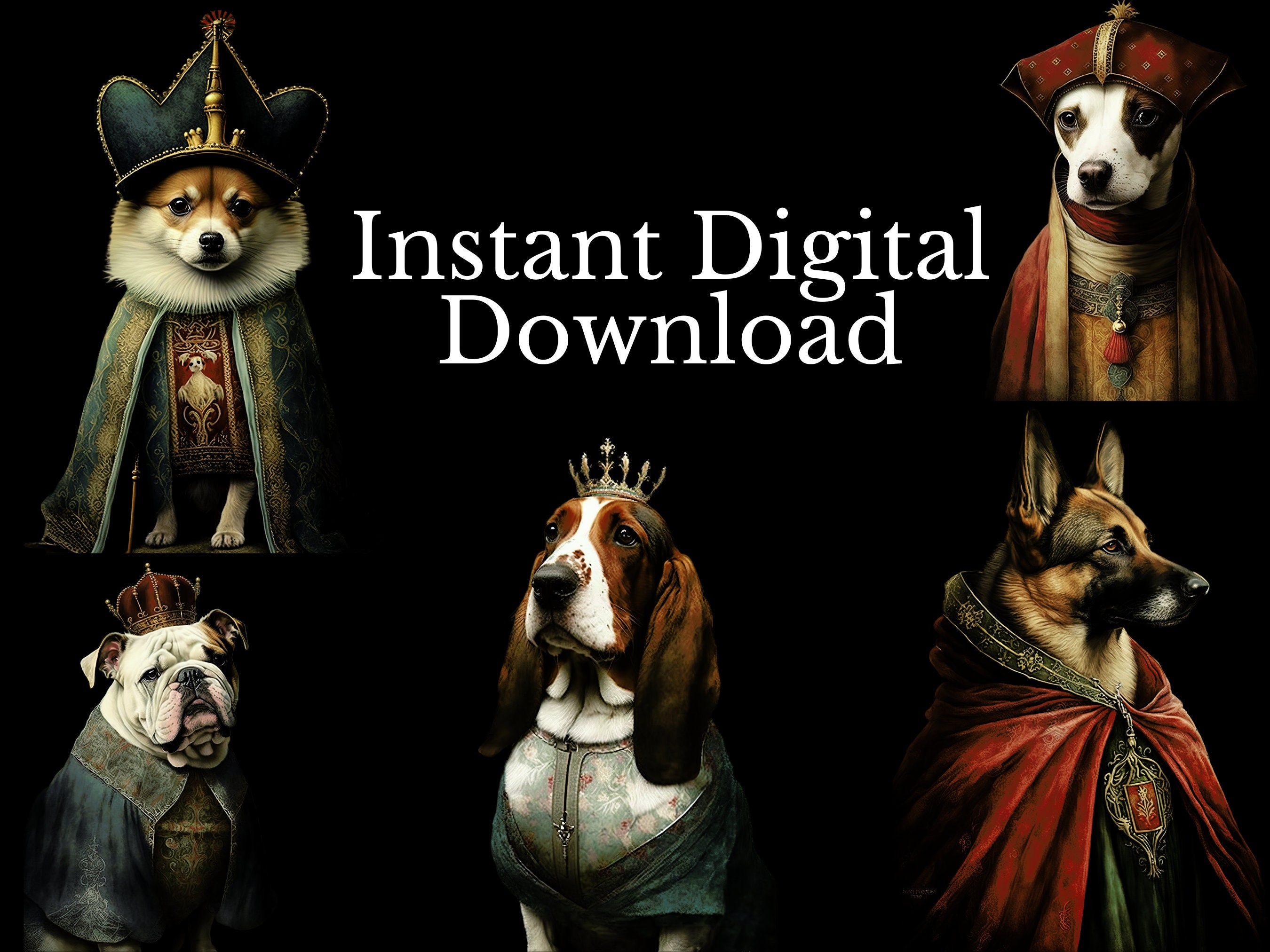 Dog Royalty Clipart Bundle, Watercolor Art, Human Animal PNG, Digital ...