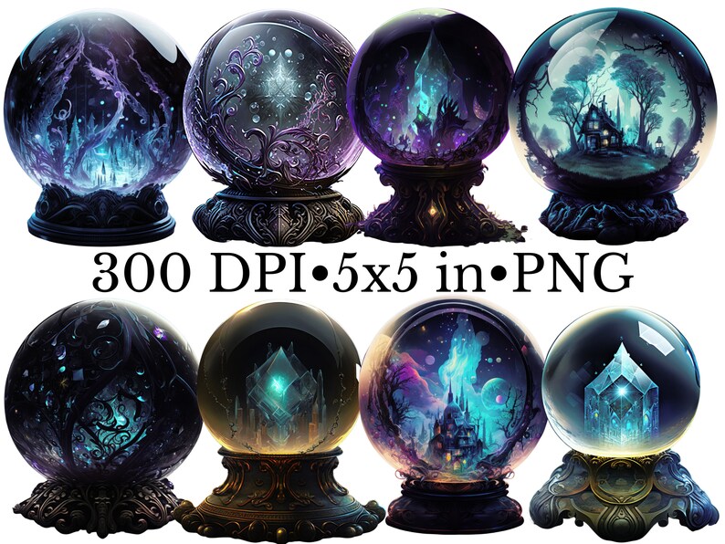 Crystal Ball Clipart Bundle, Watercolor PNG, RPG Item Art Transparent ...
