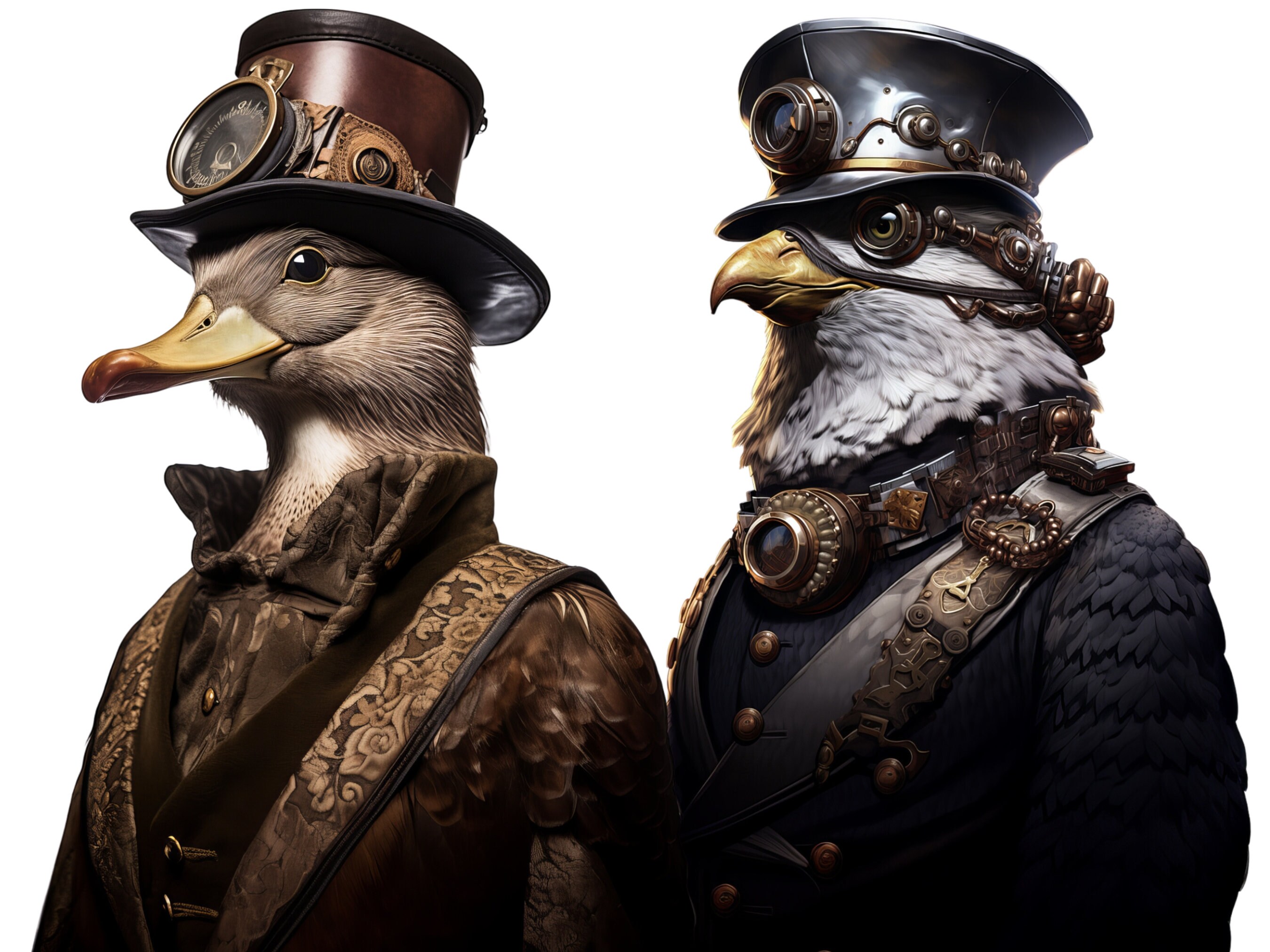 Steampunk Bird Portrait Clipart Bundle Watercolor Art Free - Etsy Australia