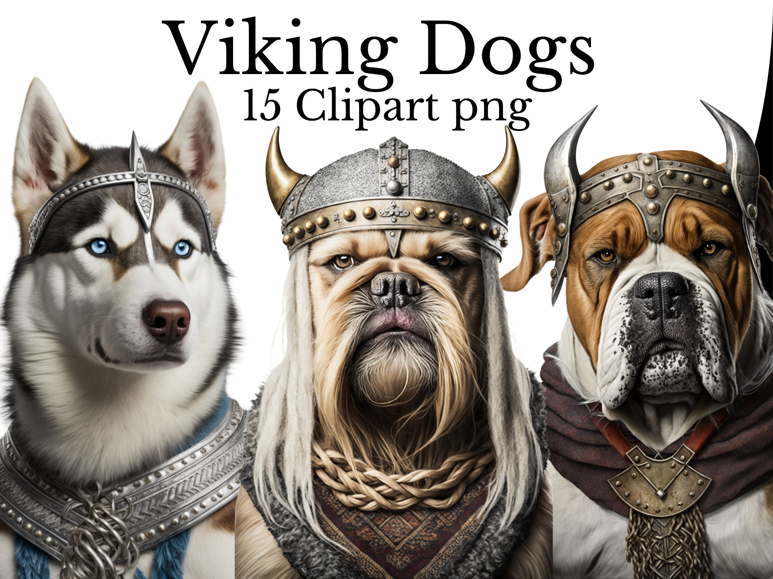 Viking Dog Clipart Bundle, Watercolor Art, Human Animal PNG, Digital ...