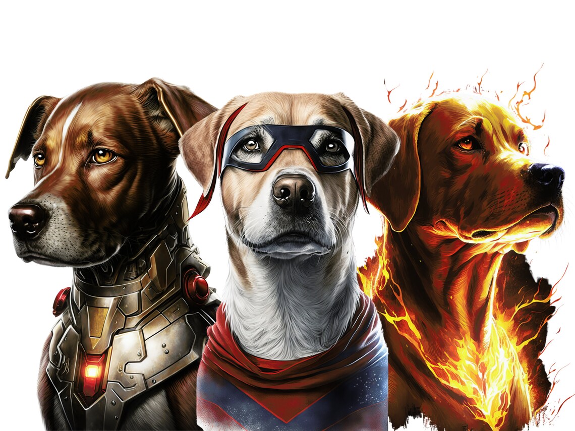 Superhero Dogs Clipart Bundle, Watercolor Art, Human Animal PNG ...
