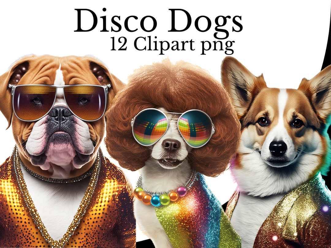 Disco Dog Clipart Bundle 1970's Watercolor Art Animal PNG - Etsy