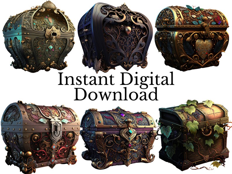 Treasure Chest Clipart Bundle, Watercolor PNG, RPG Item Art Transparent ...
