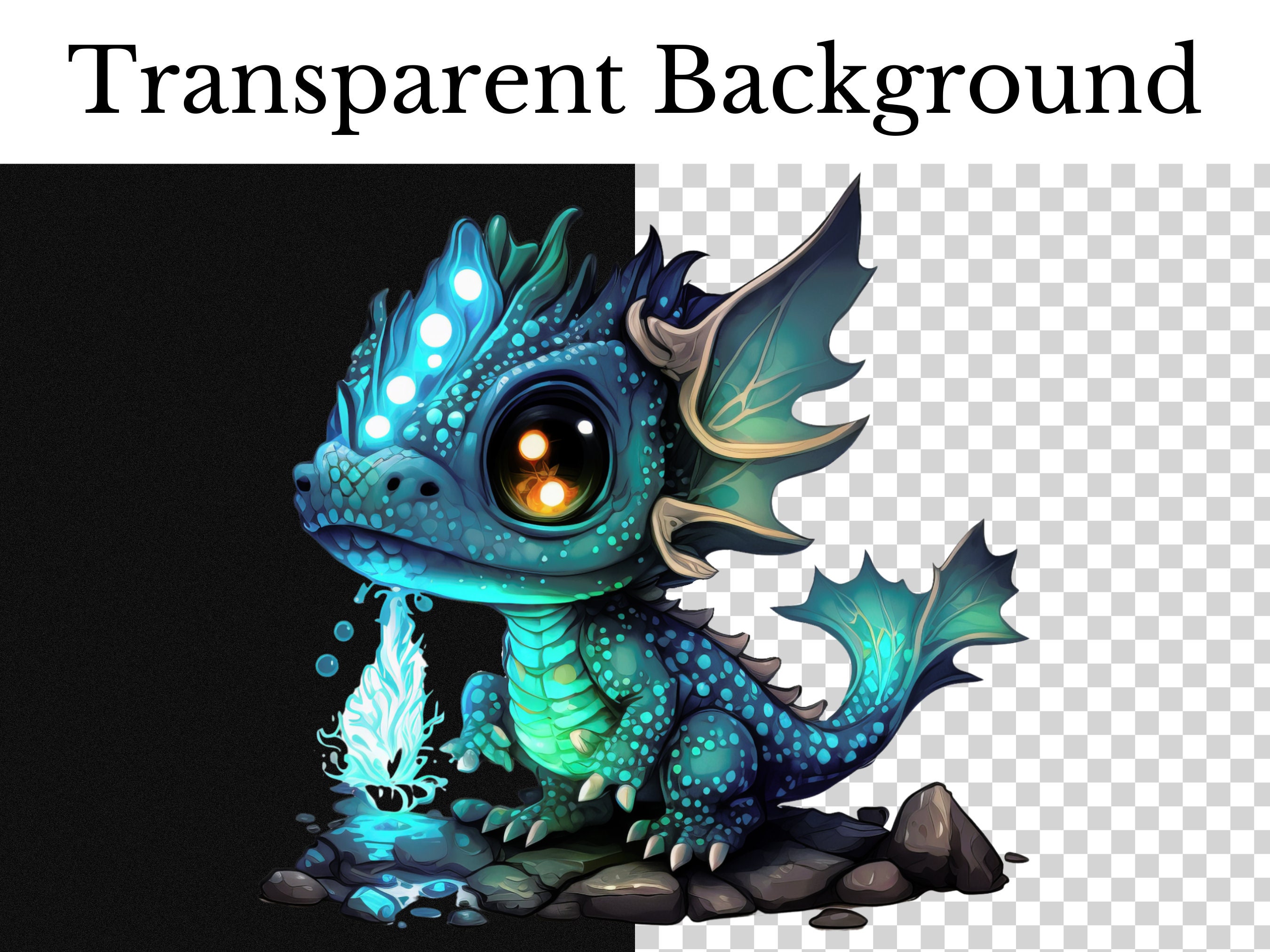 Baby Dragon Clipart Bundle Watercolor Art Fantasy Cute - Etsy