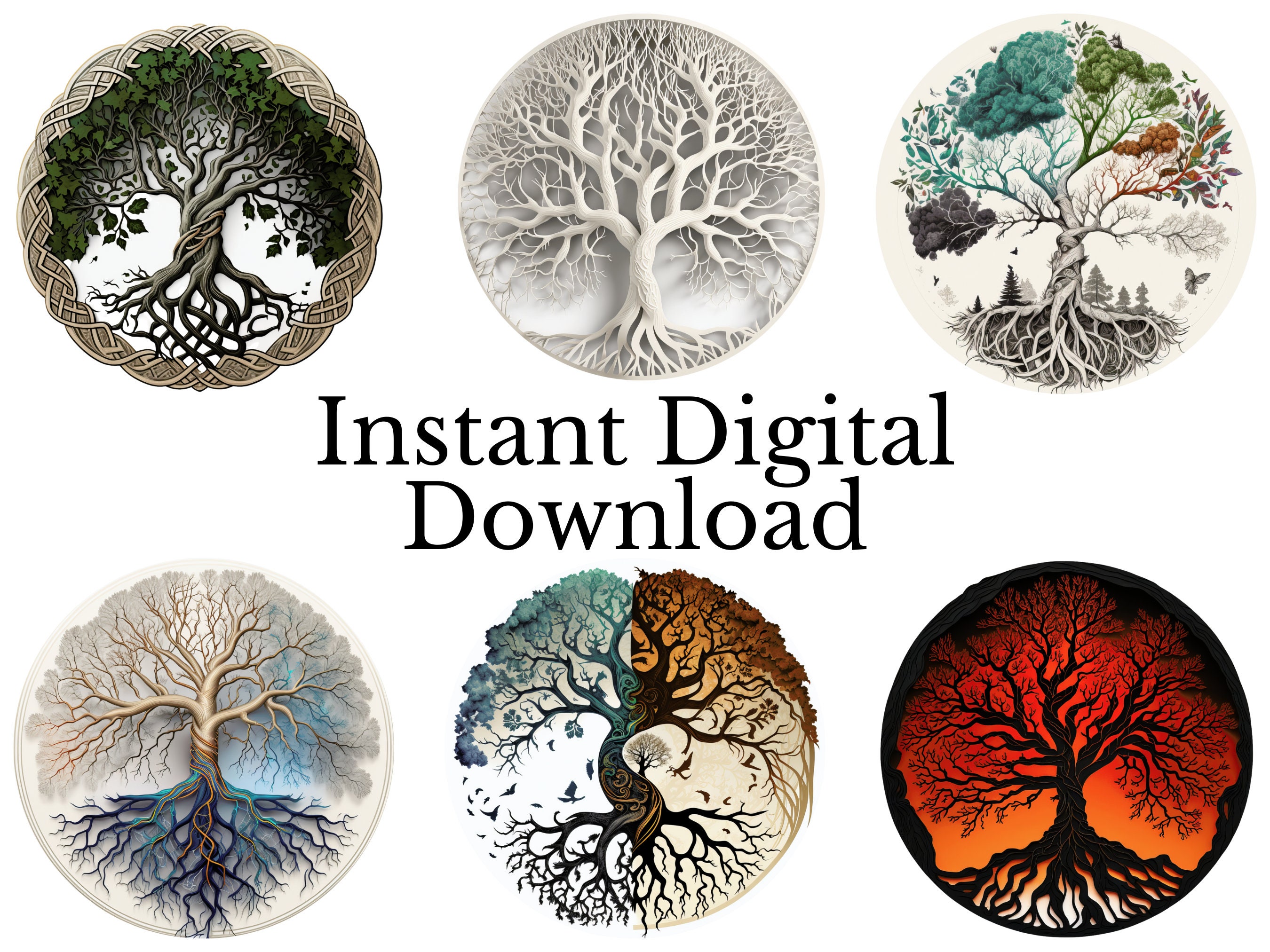 Tree of Life Clipart Bundle 2, Watercolor PNG, Tree of Life Art ...