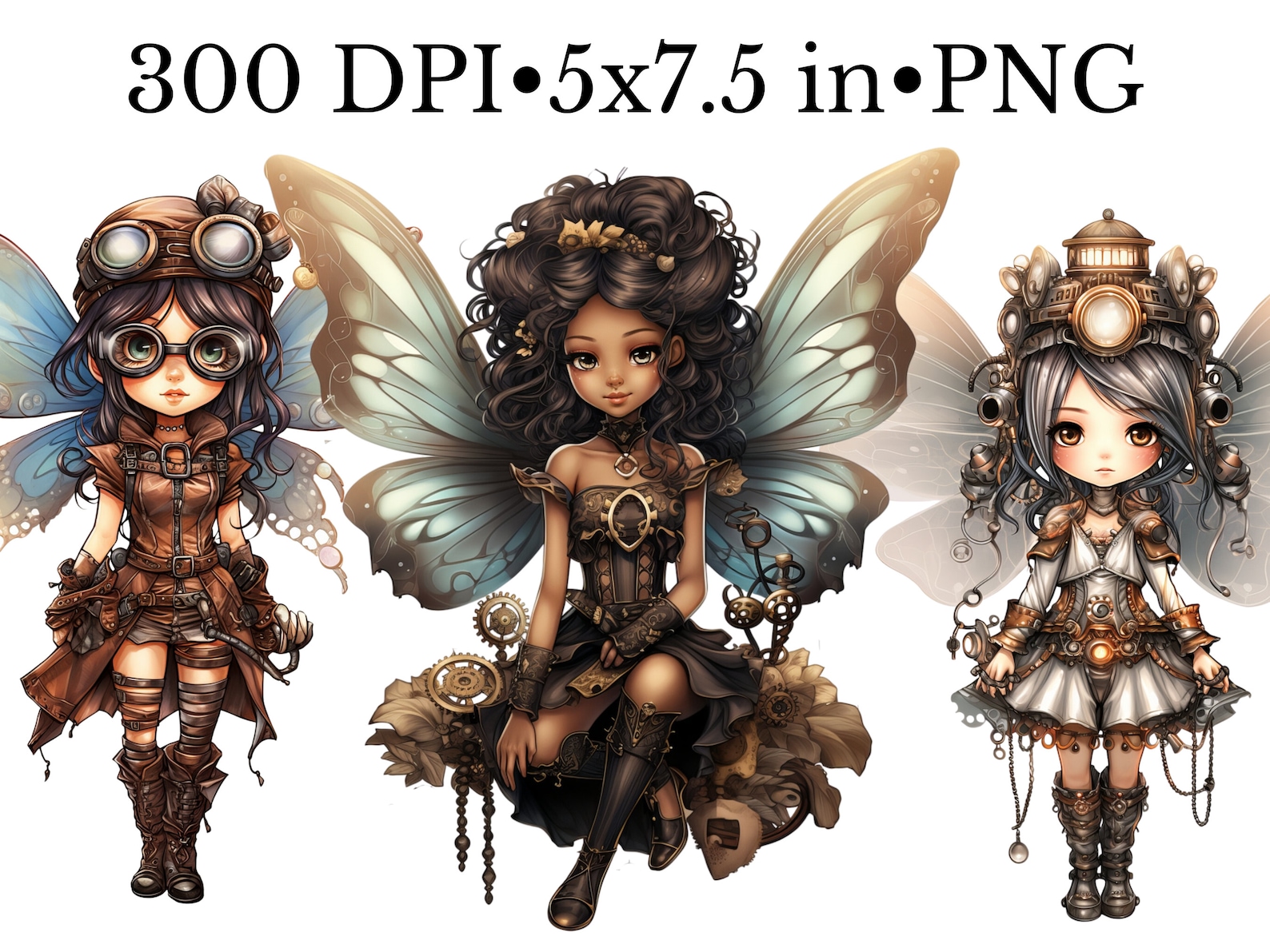 Steampunk Fairy Clipart Bundle, Digital Sci-fi Butterfly Fairy ...