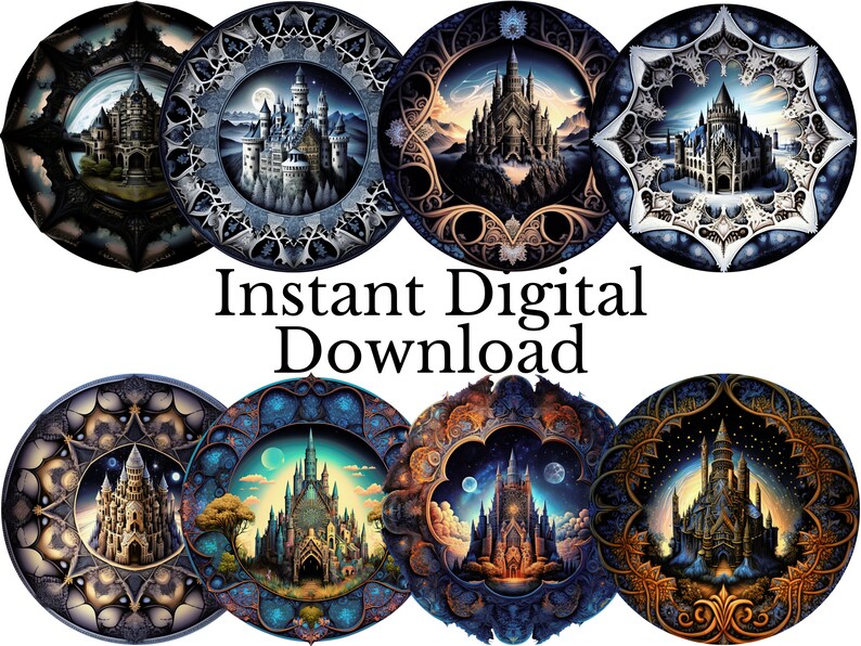 Castle Mandala Clipart Bundle Watercolor PNG RPG Item Art - Etsy