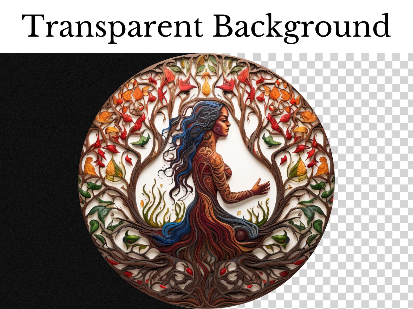 Tree of Life Female Style Clipart Bundle, Watercolor PNG, Girl Tree of ...