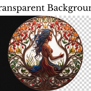 Tree of Life Female Style Clipart Bundle, Watercolor PNG, Girl Tree of ...