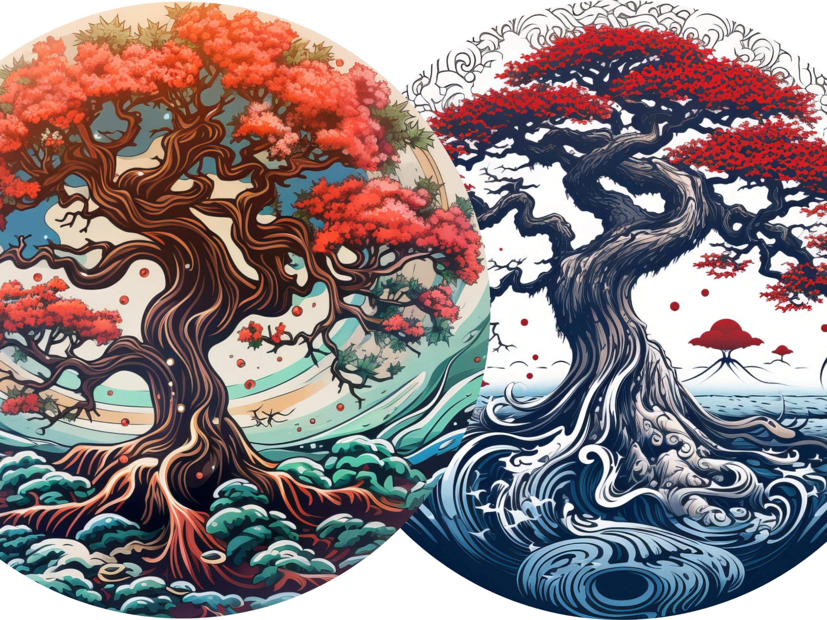 Tree of Life (asian Style) Clipart Bundle, Watercolor PNG, Transparent ...