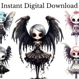 Undead Fairy Clipart Bundle, Digital Zombie Goth Girl, Halloween ...