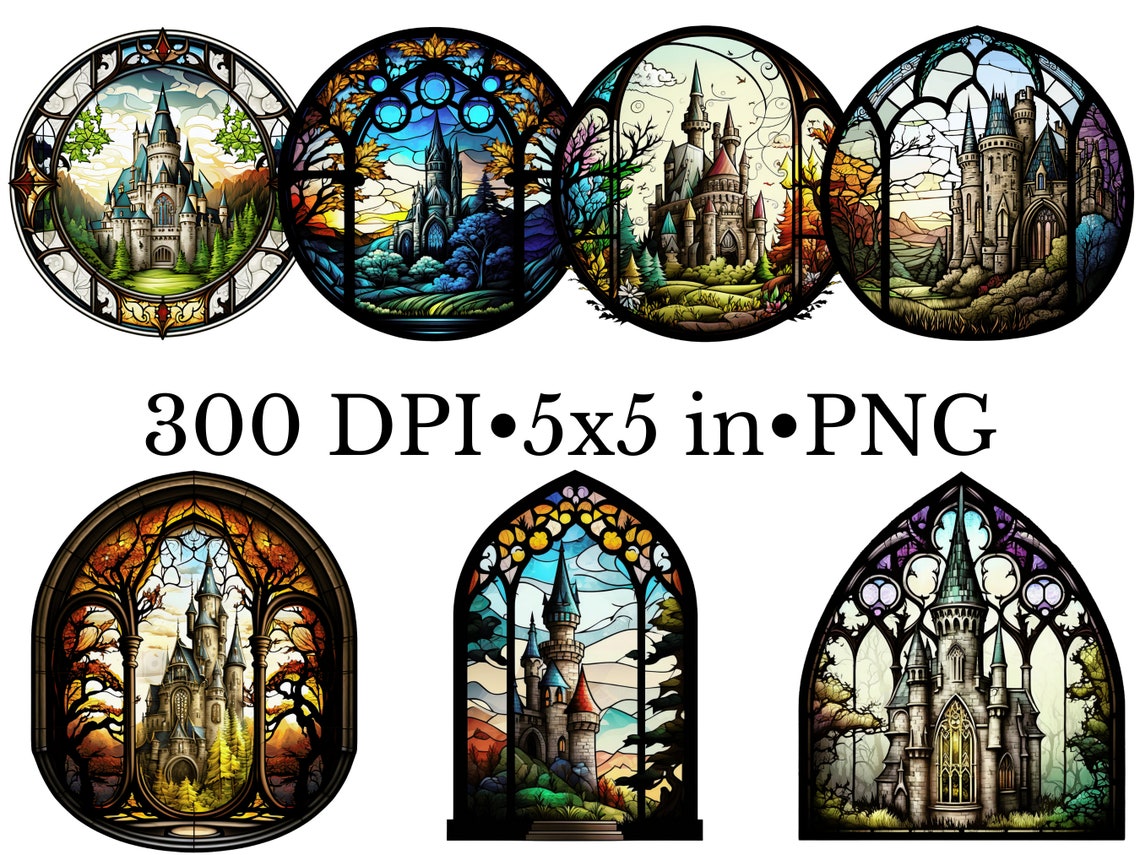 Castle Window Clipart Bundle, Watercolor PNG, RPG Item Art, Transparent ...