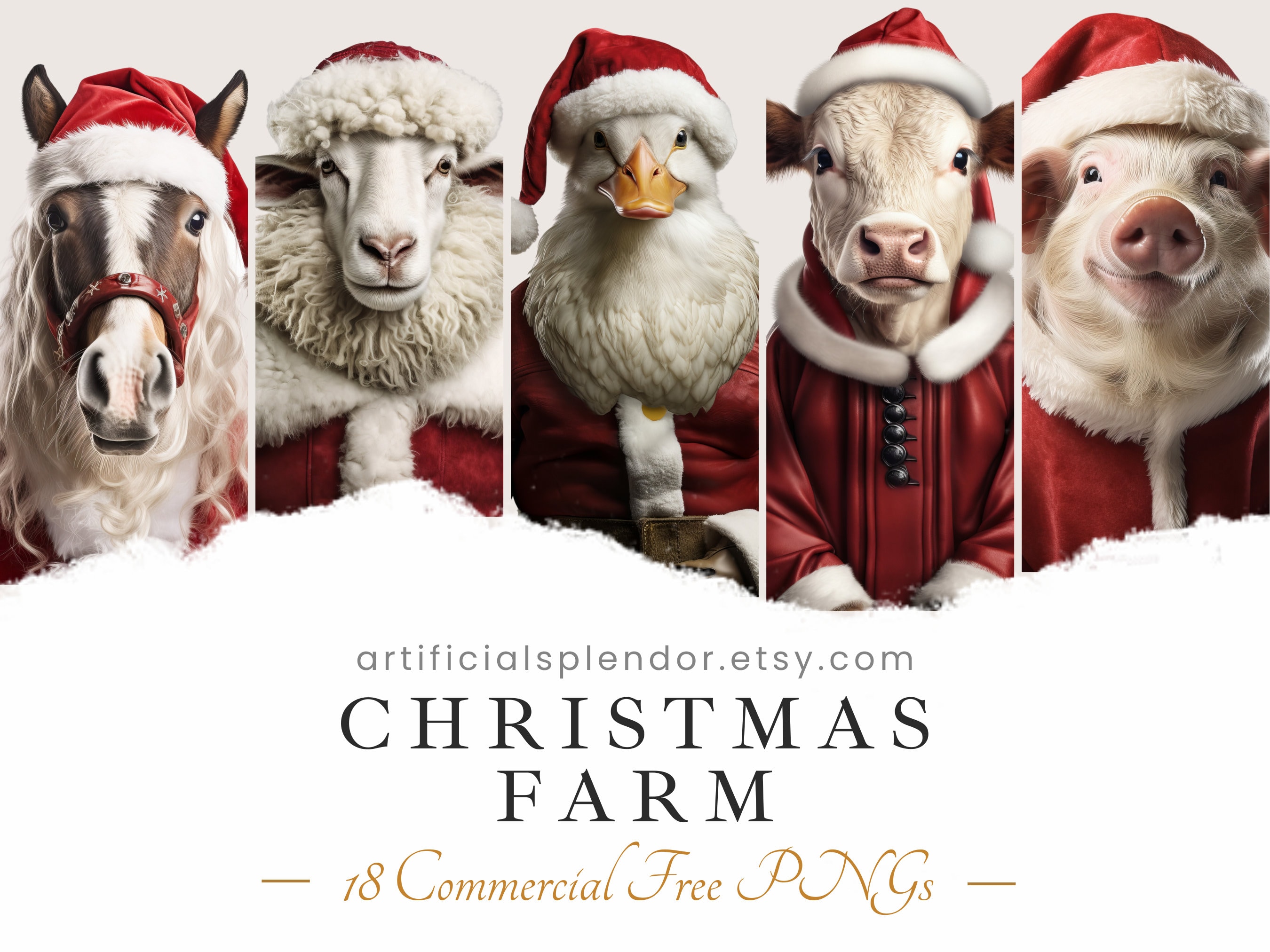 Christmas Farm Animal Clipart Bundle Christmas Animal Art Christmas PNG ...