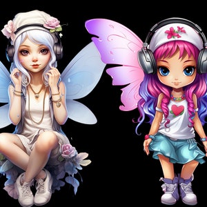 Hip Hop Fairy Clipart Bundle, Digital Rapper Girl, Butterfly Fairy ...