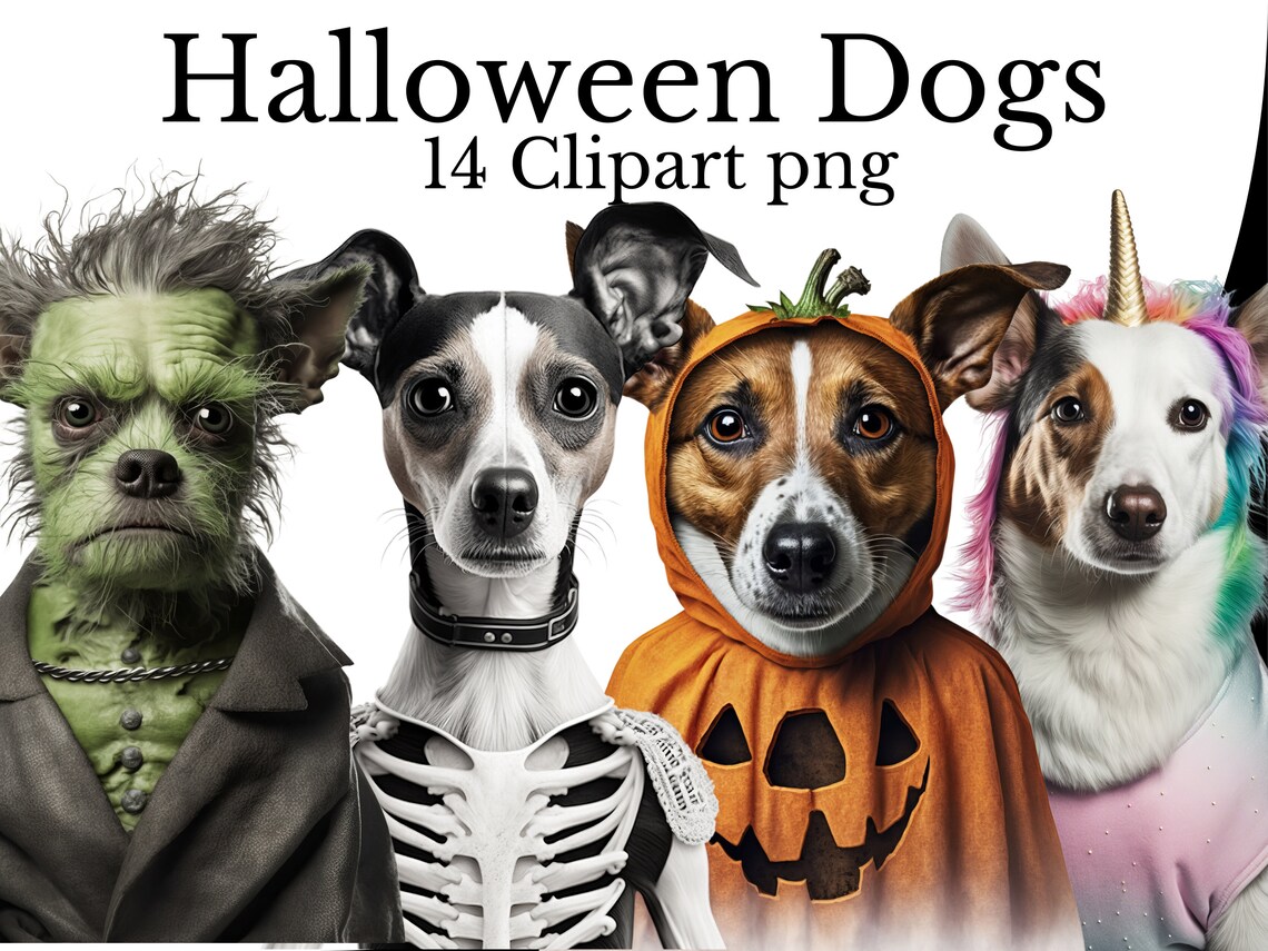 Halloween Dog Clipart Bundle Dog Watercolor Art Human Animal - Etsy