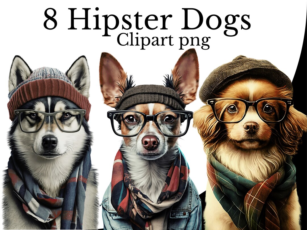 Hipster Dog Clipart Bundle Watercolor Art Human Animal PNG - Etsy
