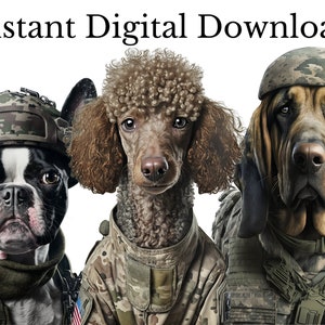 Military Dog Clipart Bundle, Army Watercolor Art, Human Animal PNG ...