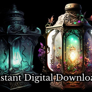 Fantasy Lanterns Clipart Bundle, Watercolor PNG, RPG Item Art ...