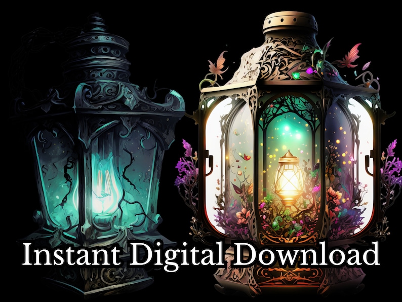 Fantasy Lanterns Clipart Bundle Watercolor PNG RPG Item Art - Etsy