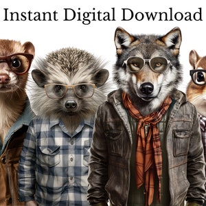 Hipster Woodland Animal Clipart Bundle Watercolor Forest Animal Art PNG ...