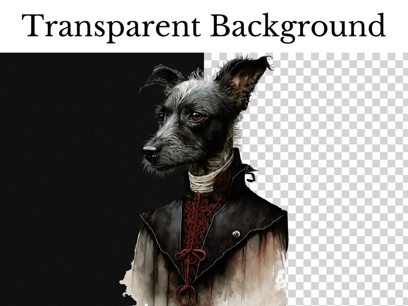 Gothic Dog Clipart Bundle, Watercolor Art, Human Animal PNG, Digital ...