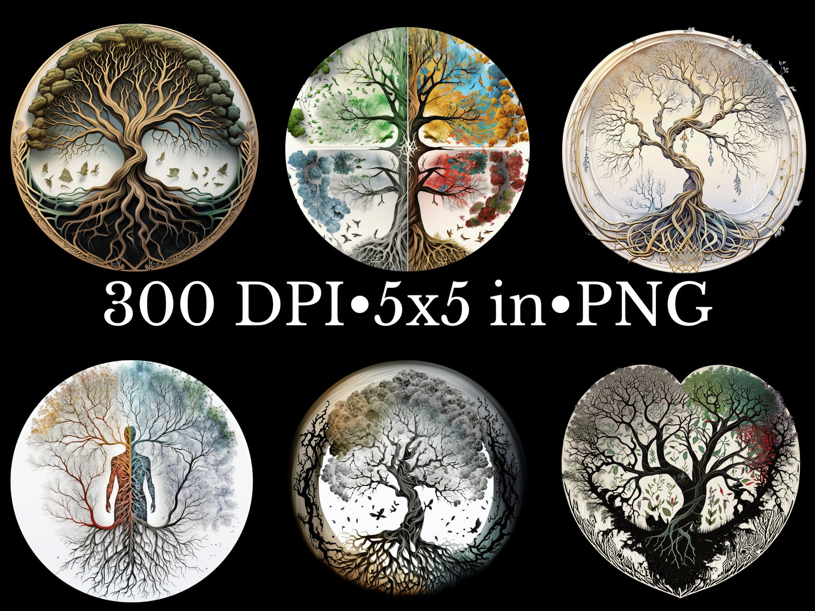 Tree of Life Clipart Bundle 1, Watercolor PNG, Tree of Life Art ...