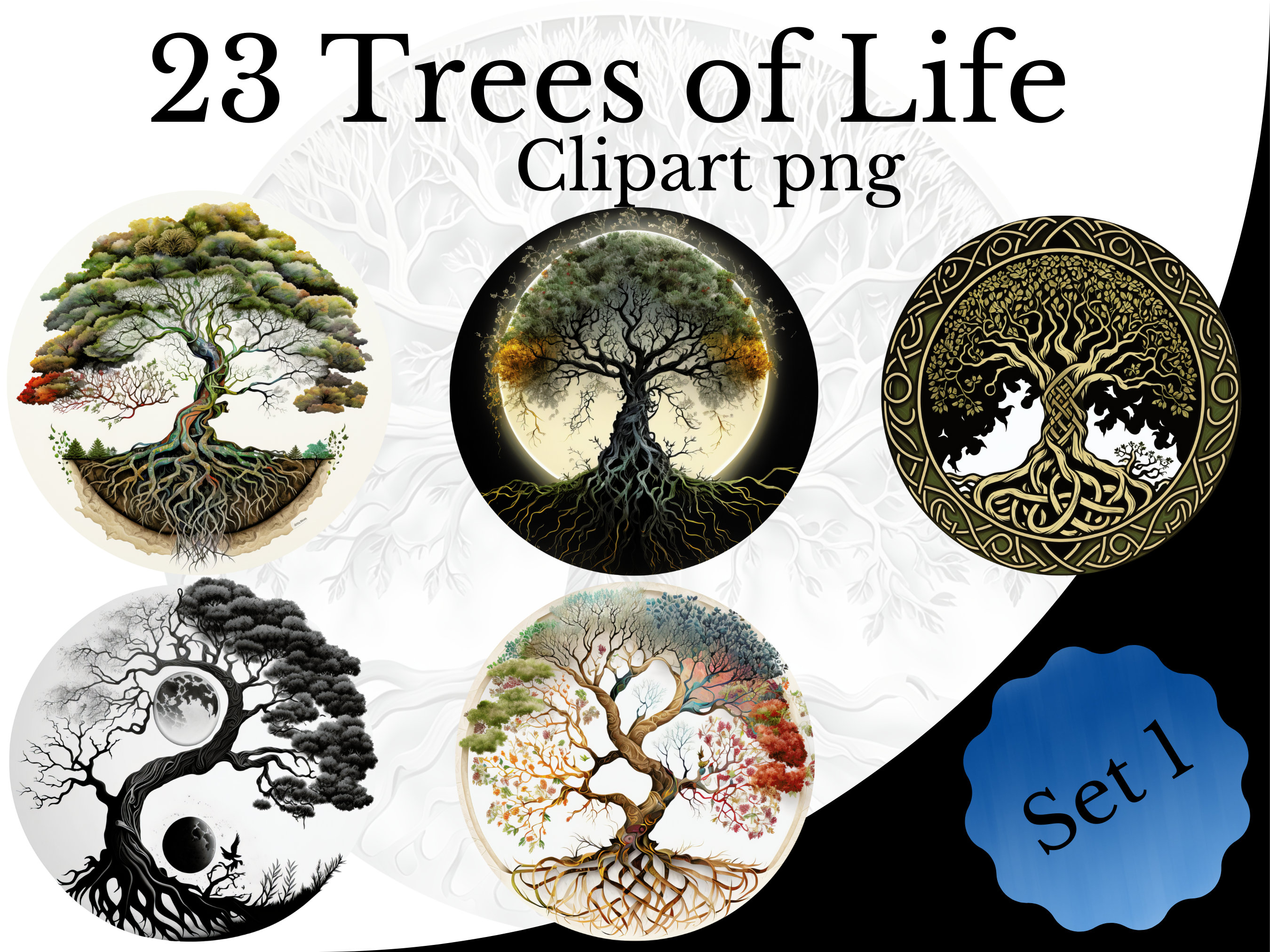 Tree of Life Clipart Bundle 1, Watercolor PNG, Tree of Life Art ...