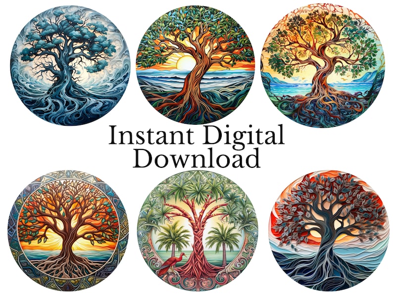 Tree of Life beach Style Clipart Bundle, Watercolor PNG, Ocean Coast ...