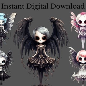 Undead Fairy Clipart Bundle, Digital Zombie Goth Girl, Halloween ...