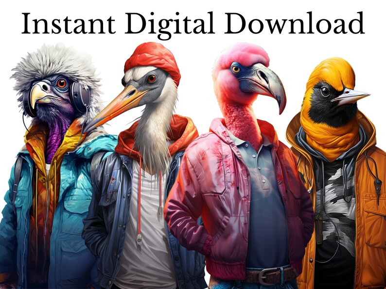 Hip Hop Bird Clipart Bundle, Rapper Cardinal Art, Human Animal PNG ...